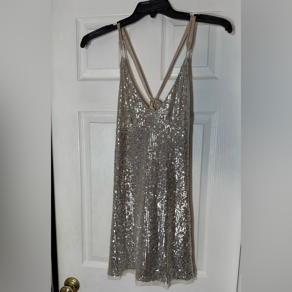 Dresses | Silver Sequin Halter Dress | Poshmark